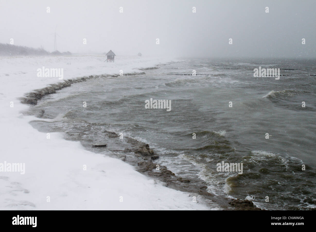 cold winter storm at the Baltic sea, Germany, Mecklenburg-Western ...