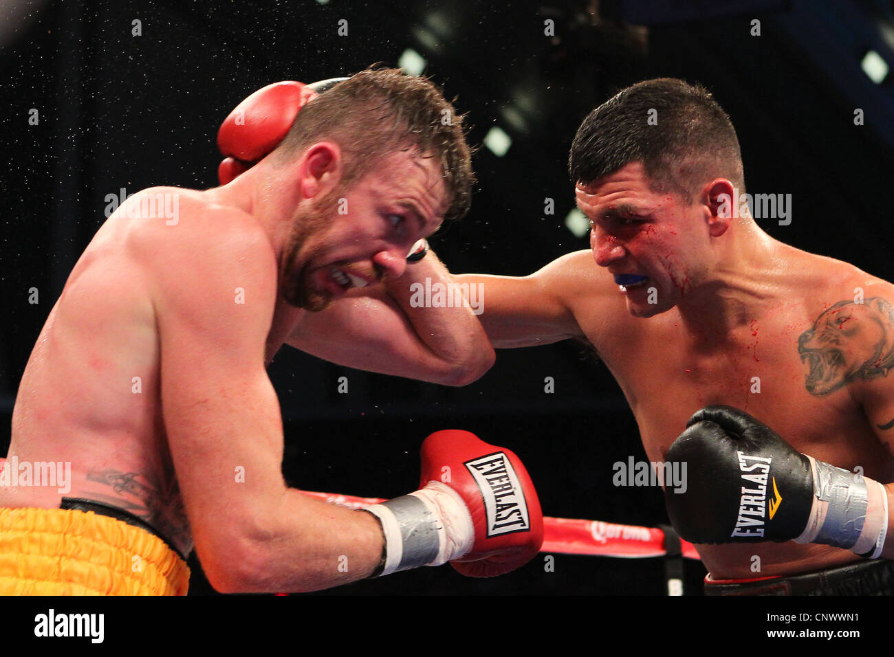 Andy Lee and Brian Vera trade punches at Boardwalk Hall in Atlantic City Stock Photo - Alamy
