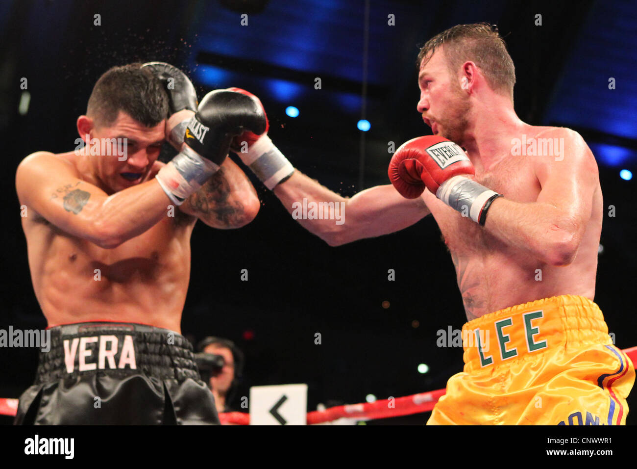 Andy Lee and Brian Vera trade punches at Boardwalk Hall in Atlantic City Stock Photo - Alamy