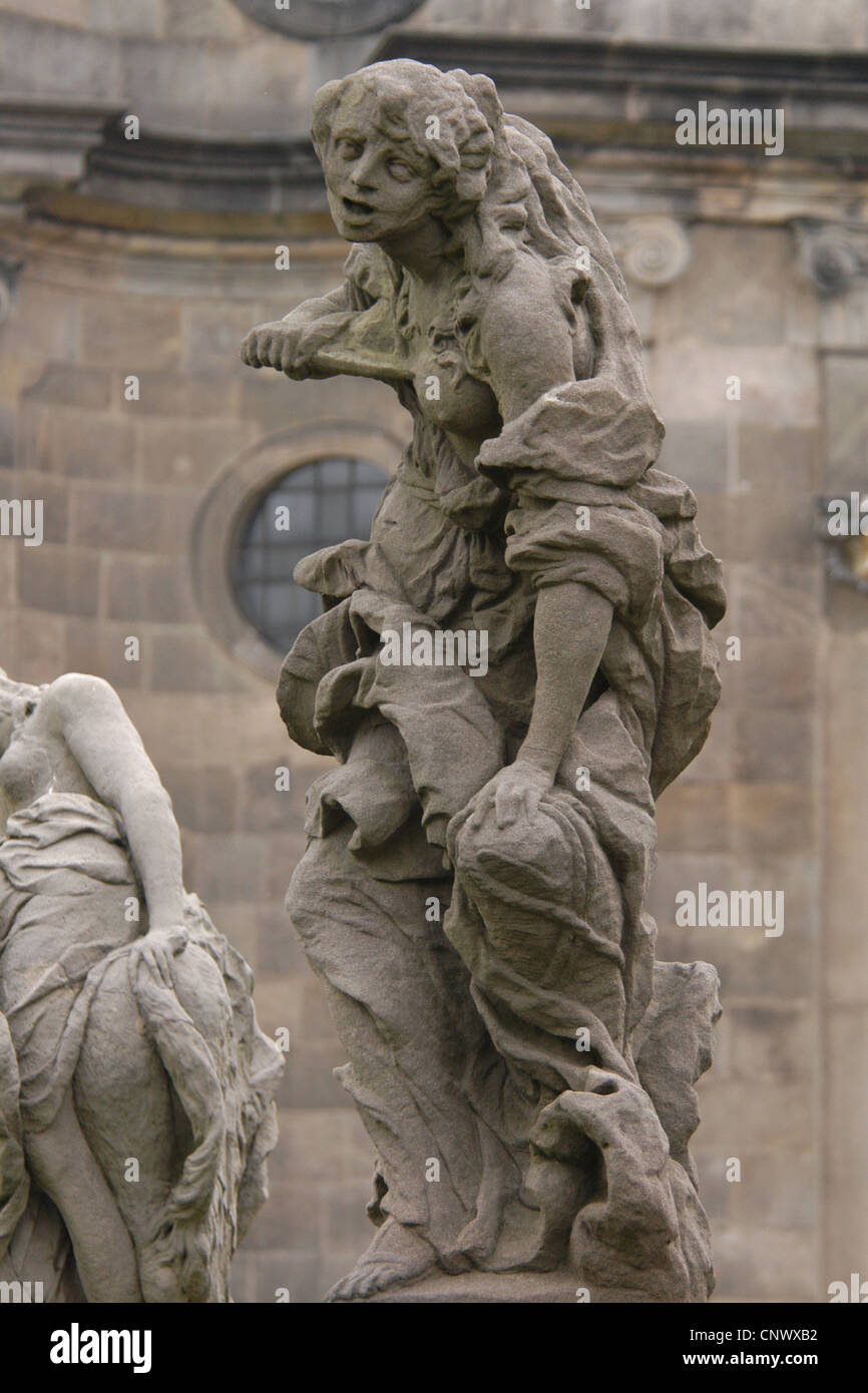 Allegory of Despair. Baroque statue by Matthias Bernhard Braun in front ...