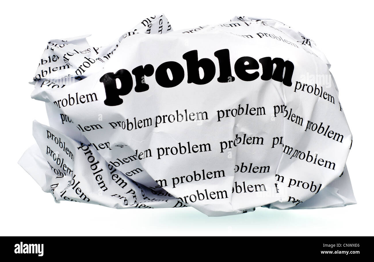 paper ball with text " problem " and clipping path on a white ...