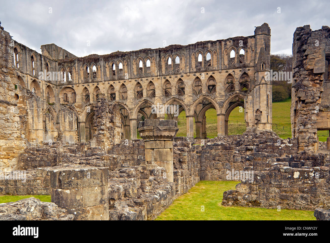 The monastic ruins of Rievaulx Abbey North Yorkshire Stock Photo - Alamy