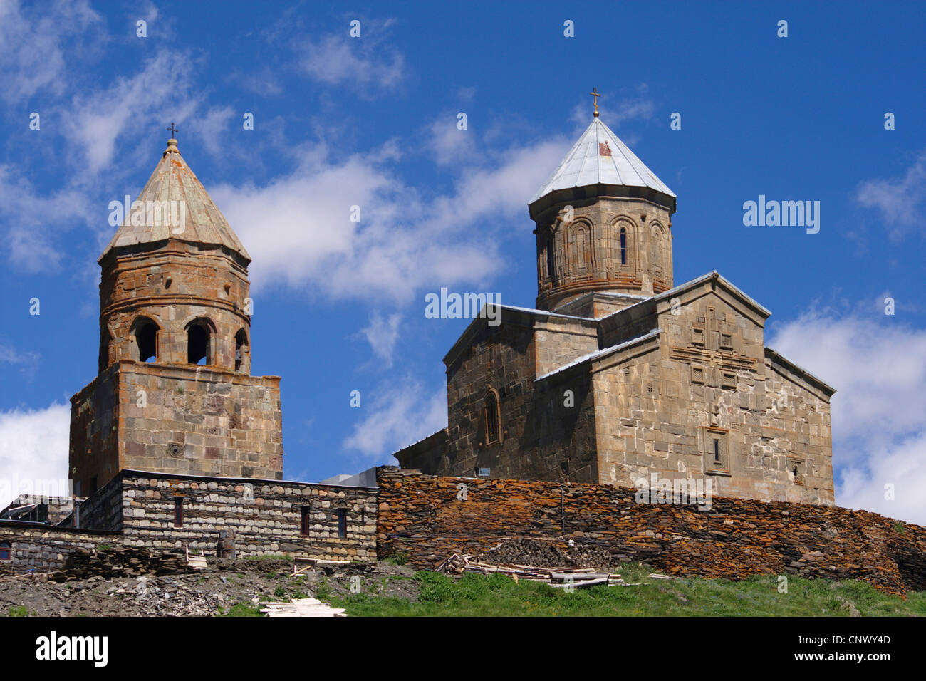 the domed Tsiminda Sameba church , Georgia, Mzcheta-Mtianeti, Qasbegi ...