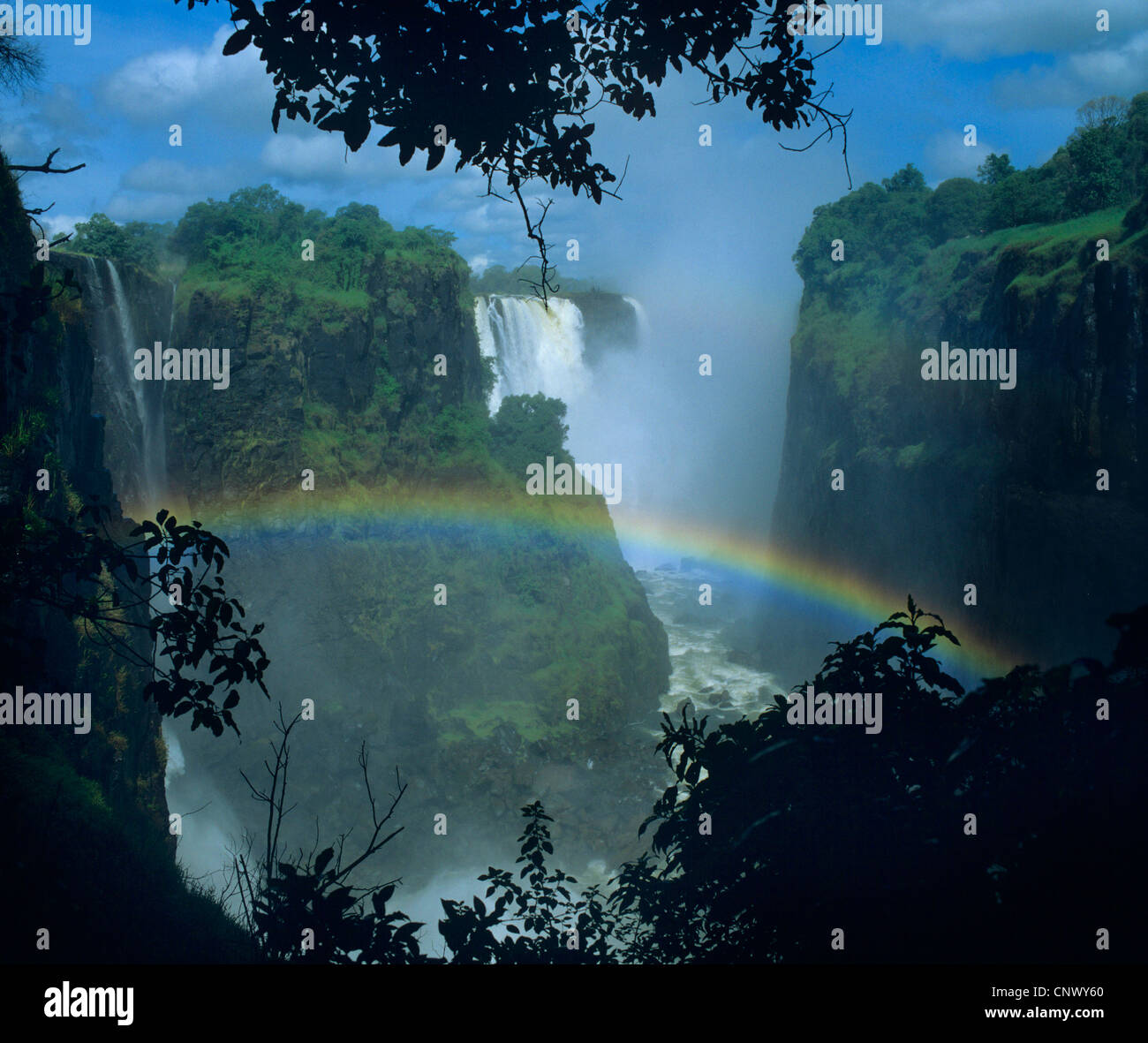 Victoria falls with rainbow, Zimbabwe, Victoria Falls National Park ...