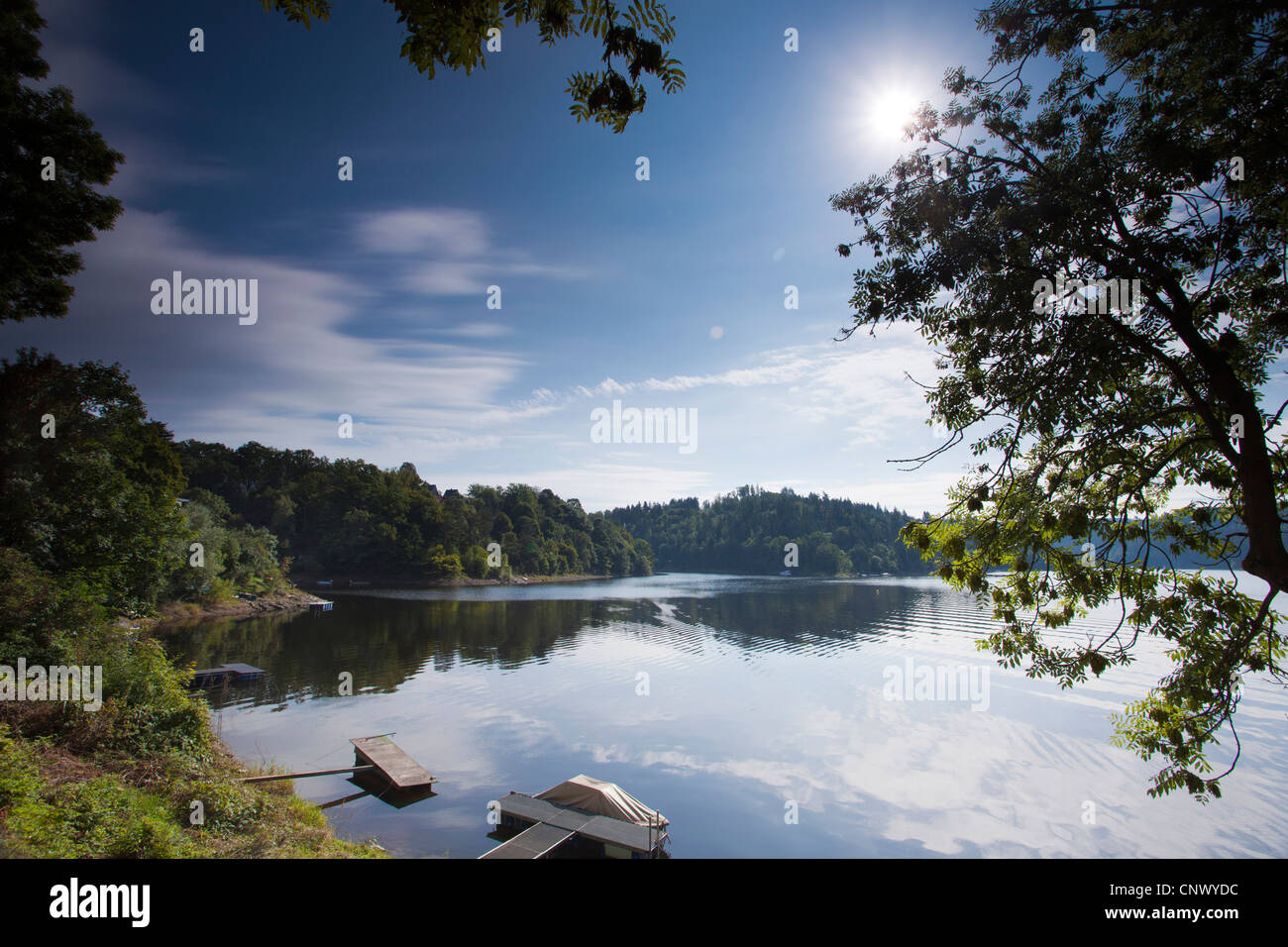 footbridge at Lake Bleiloch, Germany, Thueringen, Bleiloch-Talsperre ...