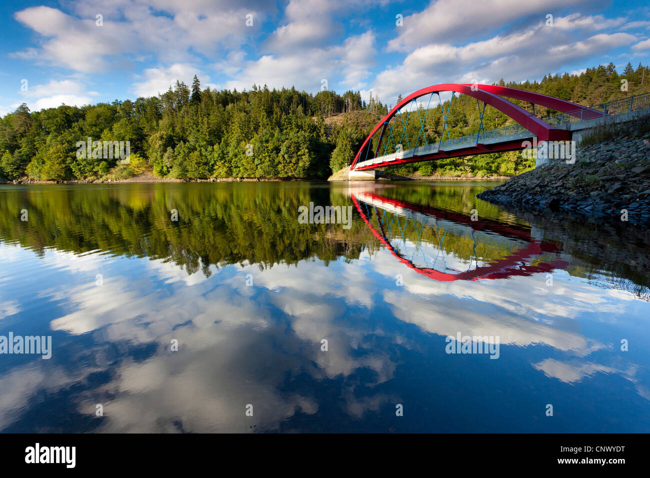 Lake Bleiloch, bridge at Burgk, Germany, Thueringen, Bleiloch-Talsperre ...