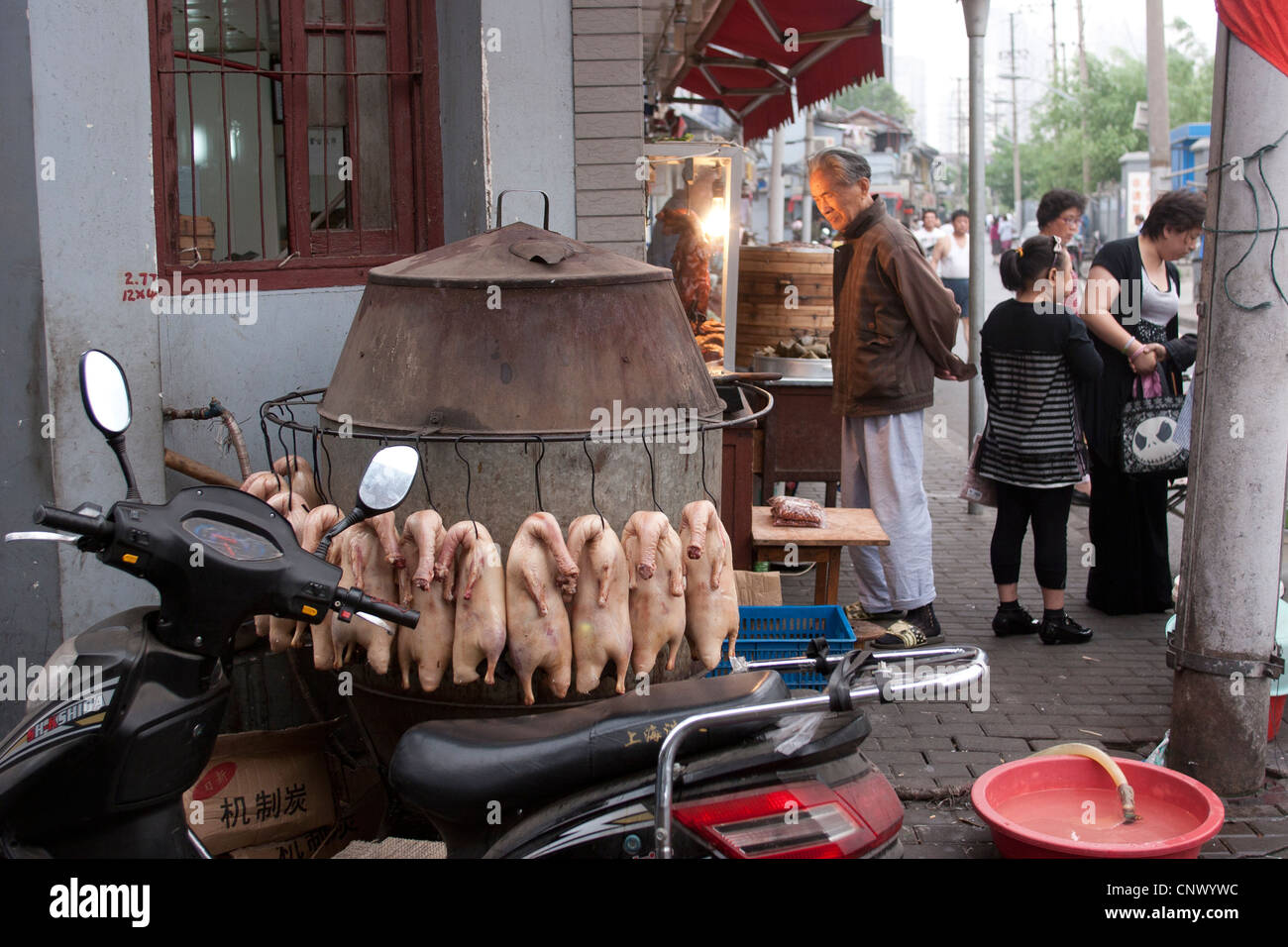 Chickens waiting to be cooked, at a restaurant in the Old City ...