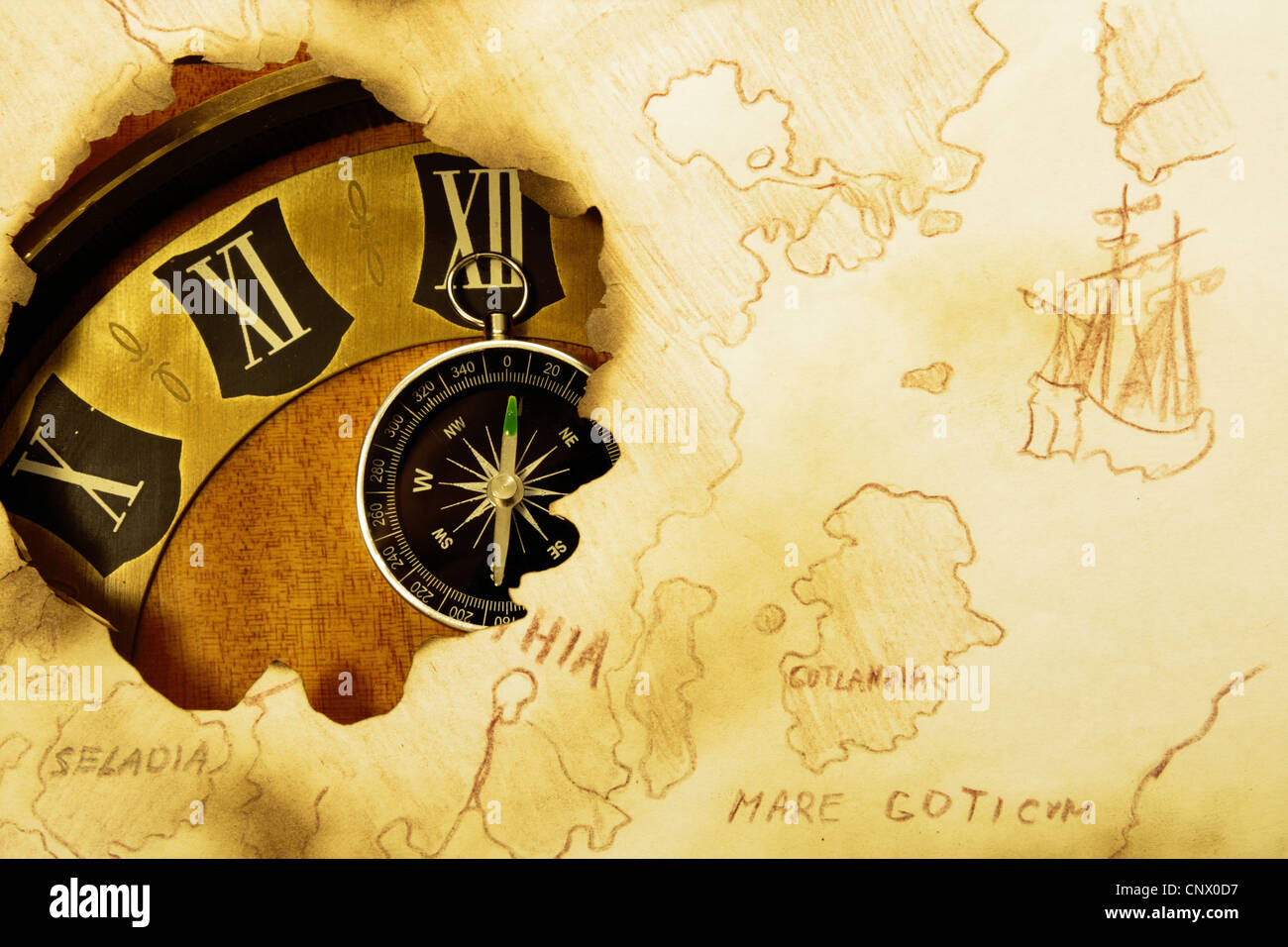 Antique navigation chart chart hi-res stock photography and images - Alamy