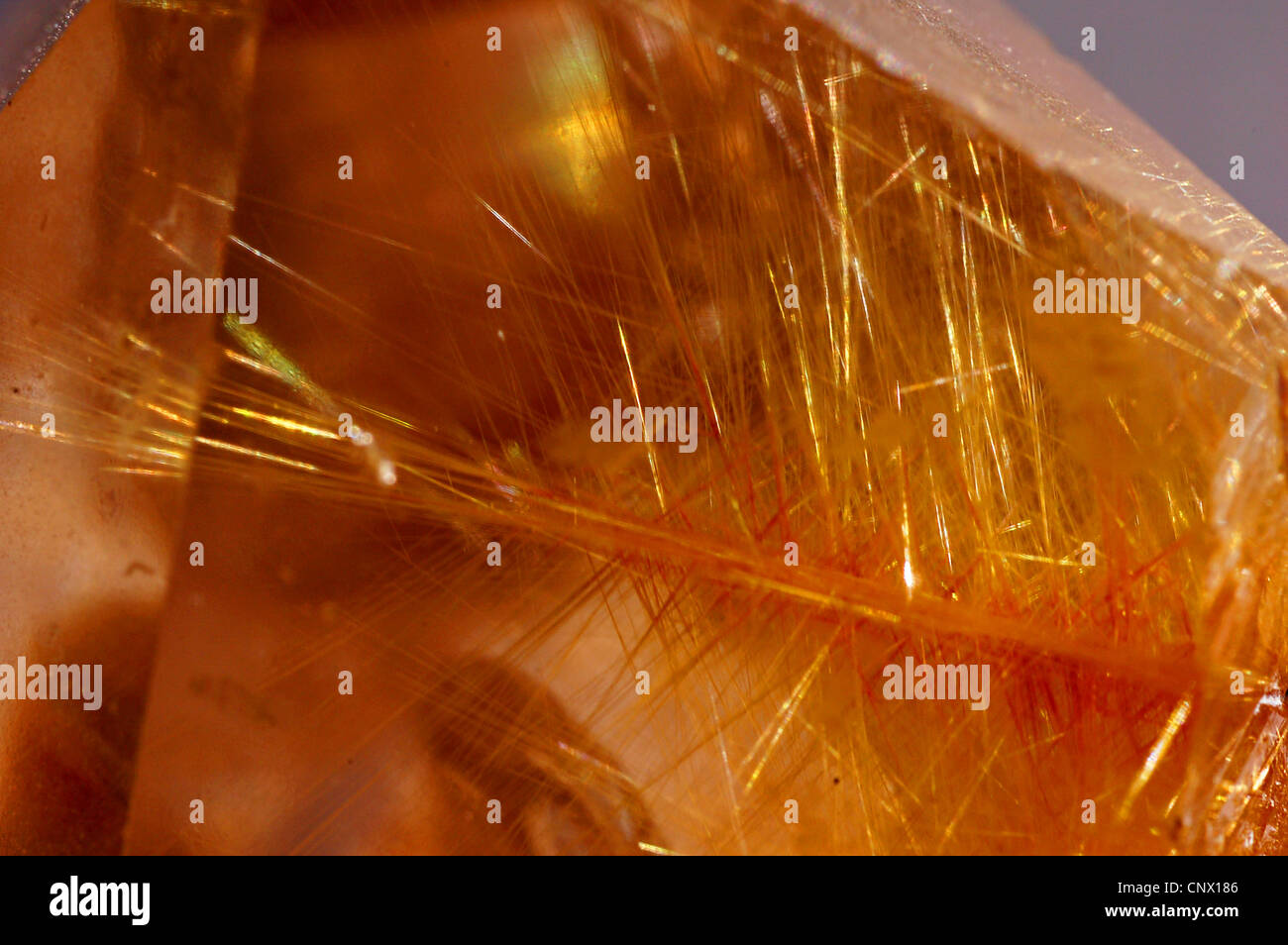 rock crystal with rutile needles Stock Photo - Alamy