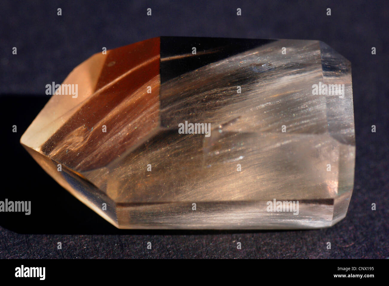 rock crystal with byssolite streaks Stock Photo - Alamy