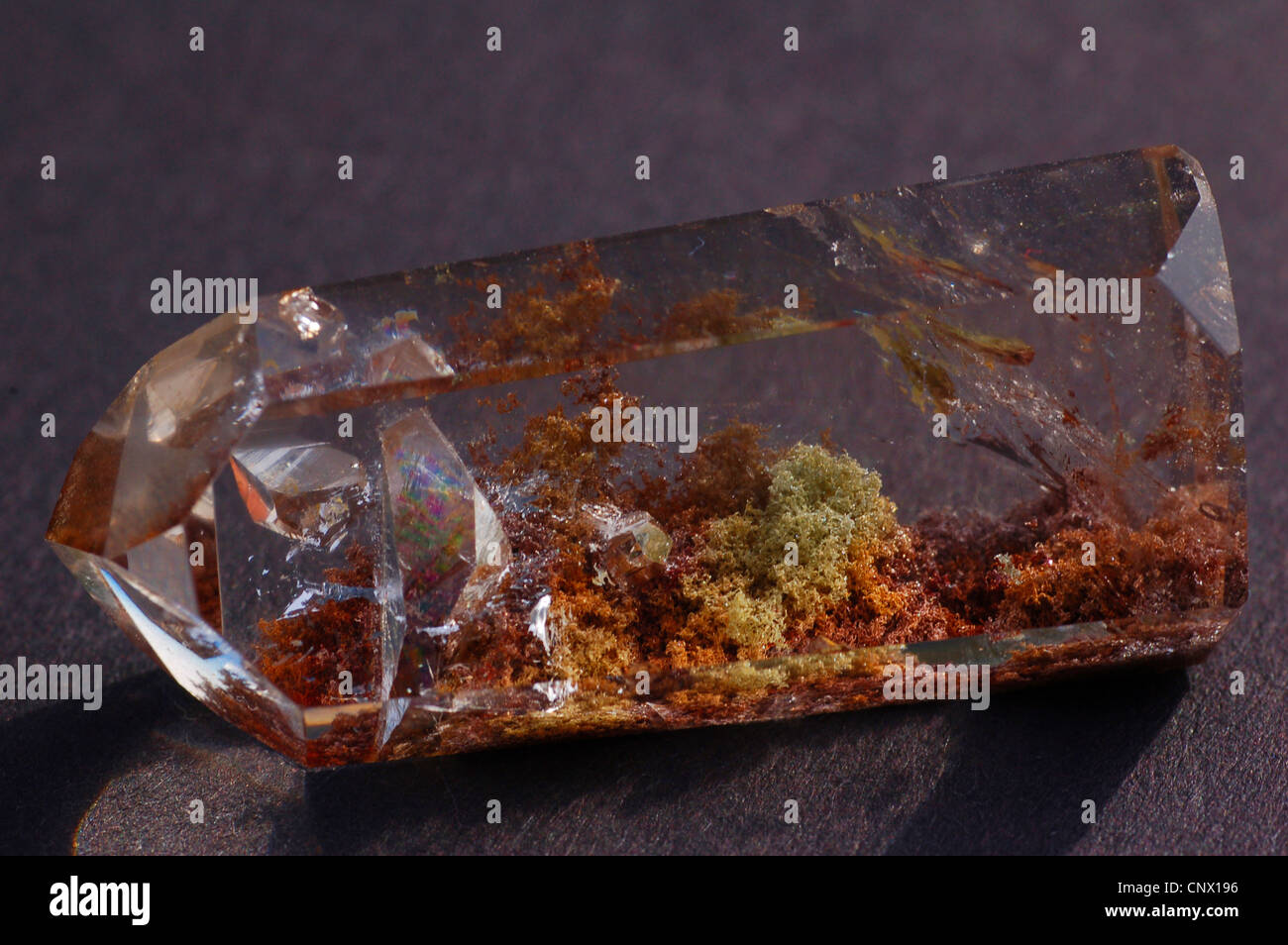 small rock crystal and chlorite in rock crystal Stock Photo - Alamy