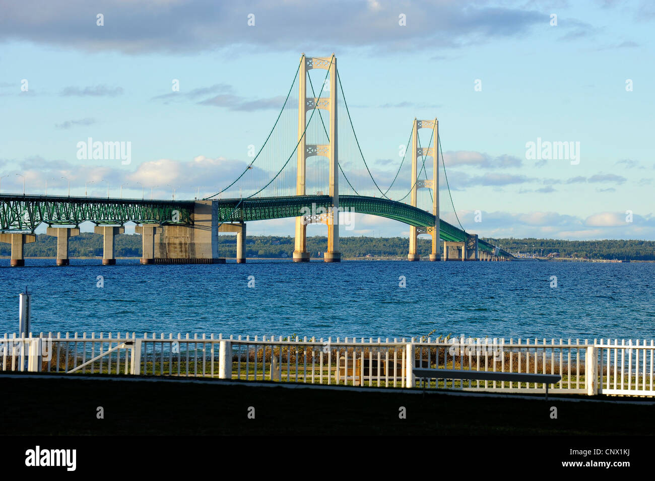 Mackinaw Bridge connecting michigan upper and lower peninsula between ...