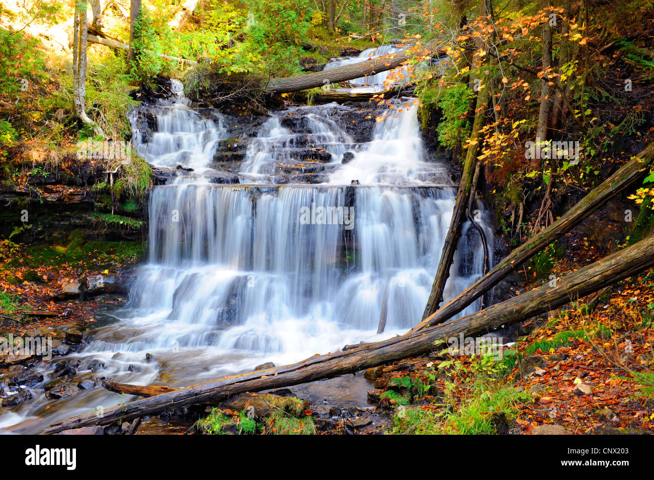 Wagner waterfalls Munising Michigan Upper Peninsula Stock Photo - Alamy
