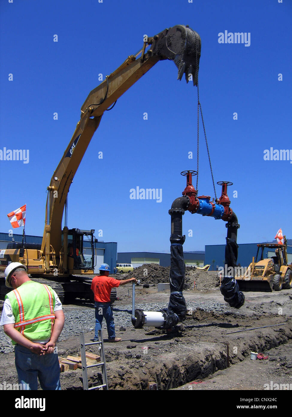 laying water pipe for Petaluma airport California Stock Photo - Alamy