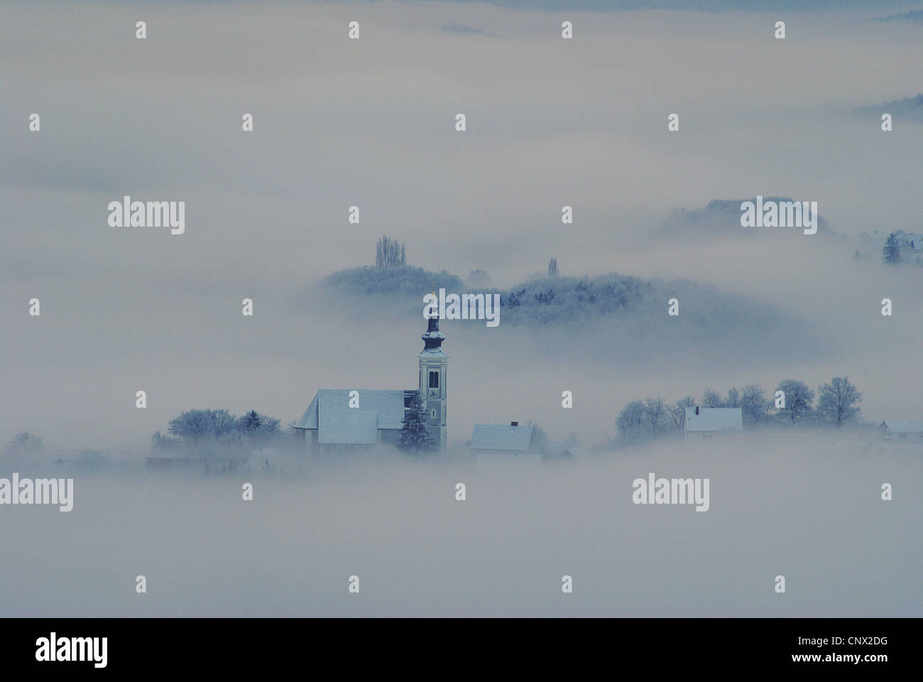 Church in dense fog hi-res stock photography and images - Alamy