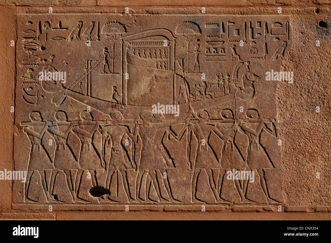 Funeral boat. Relief in the Red Chapel of Queen Hatshepsut in the ...