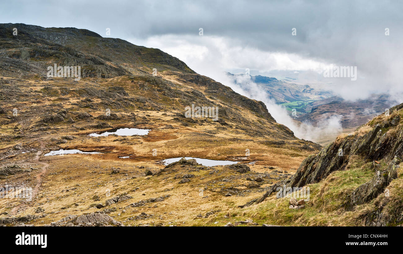 Three tarns viewed from Bowfell, the Lake District Stock Photo - Alamy