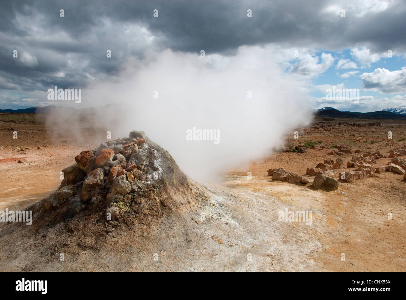 geothermal area of Hveraroend, Iceland, Namaskard, Namafjall Stock ...