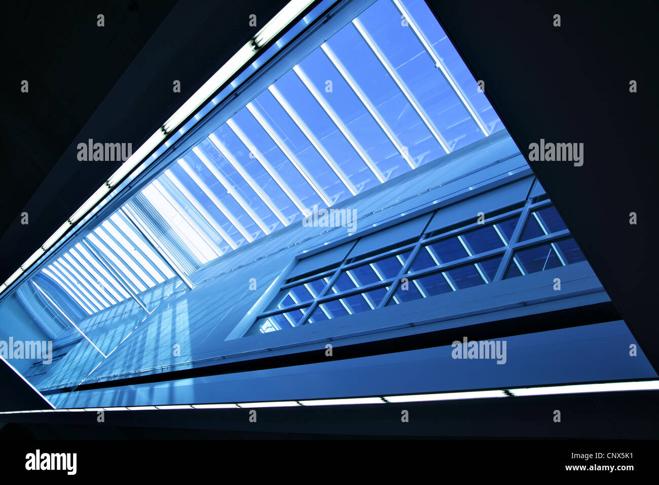 Wide angle shot of modern interior with skylight window Stock Photo - Alamy