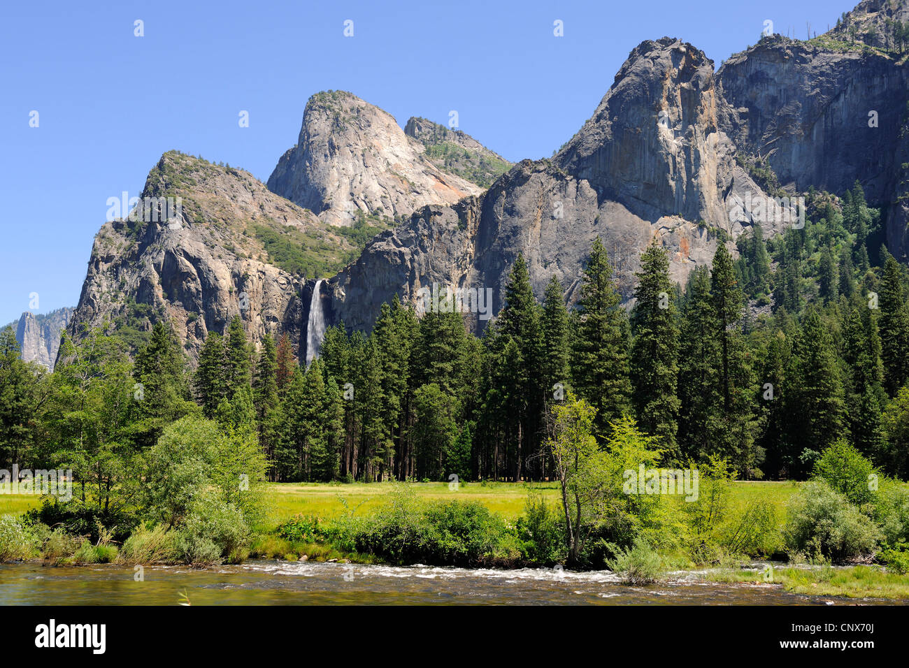 Merced River, visual landscape, USA, California, Yosemite National Park ...