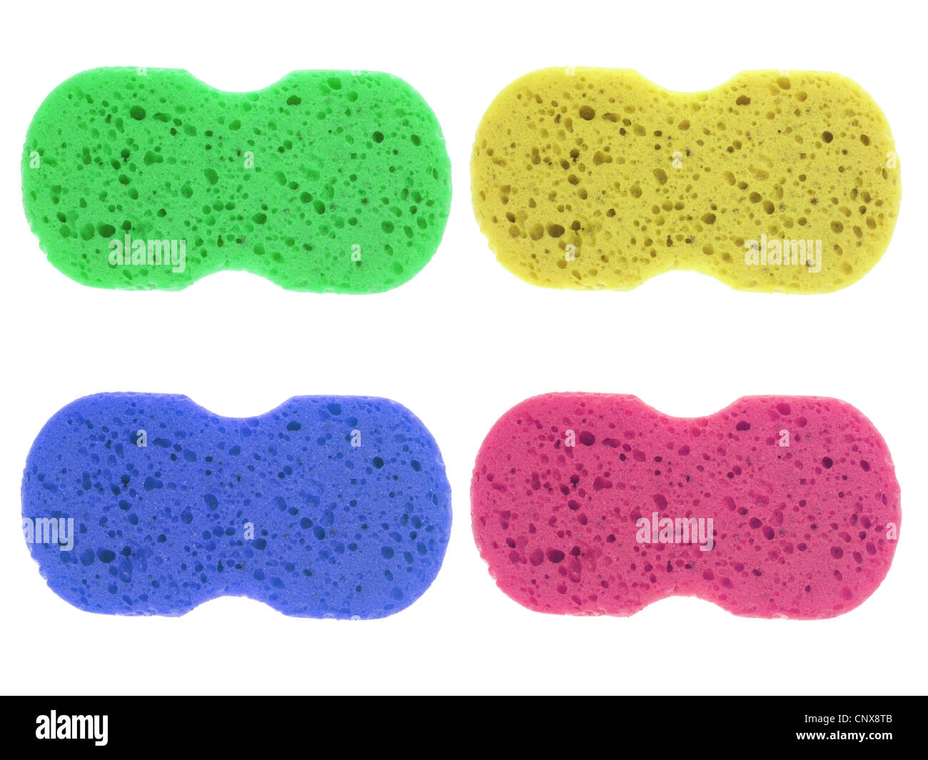 Environmentally safe cleaning products isolated against a white ...