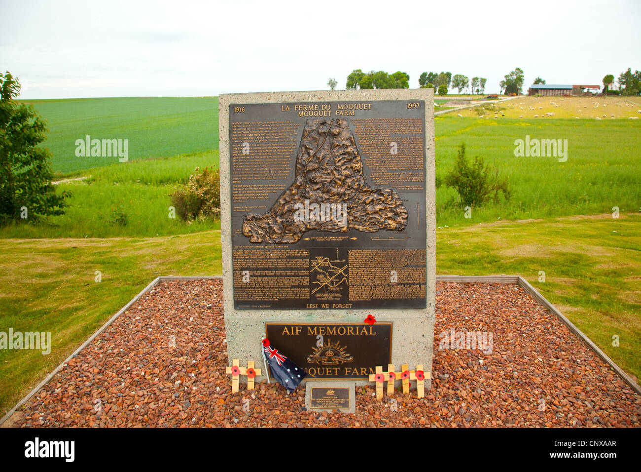 The Mouquet Farm memorial in the Somme battlefields in Northern France ...