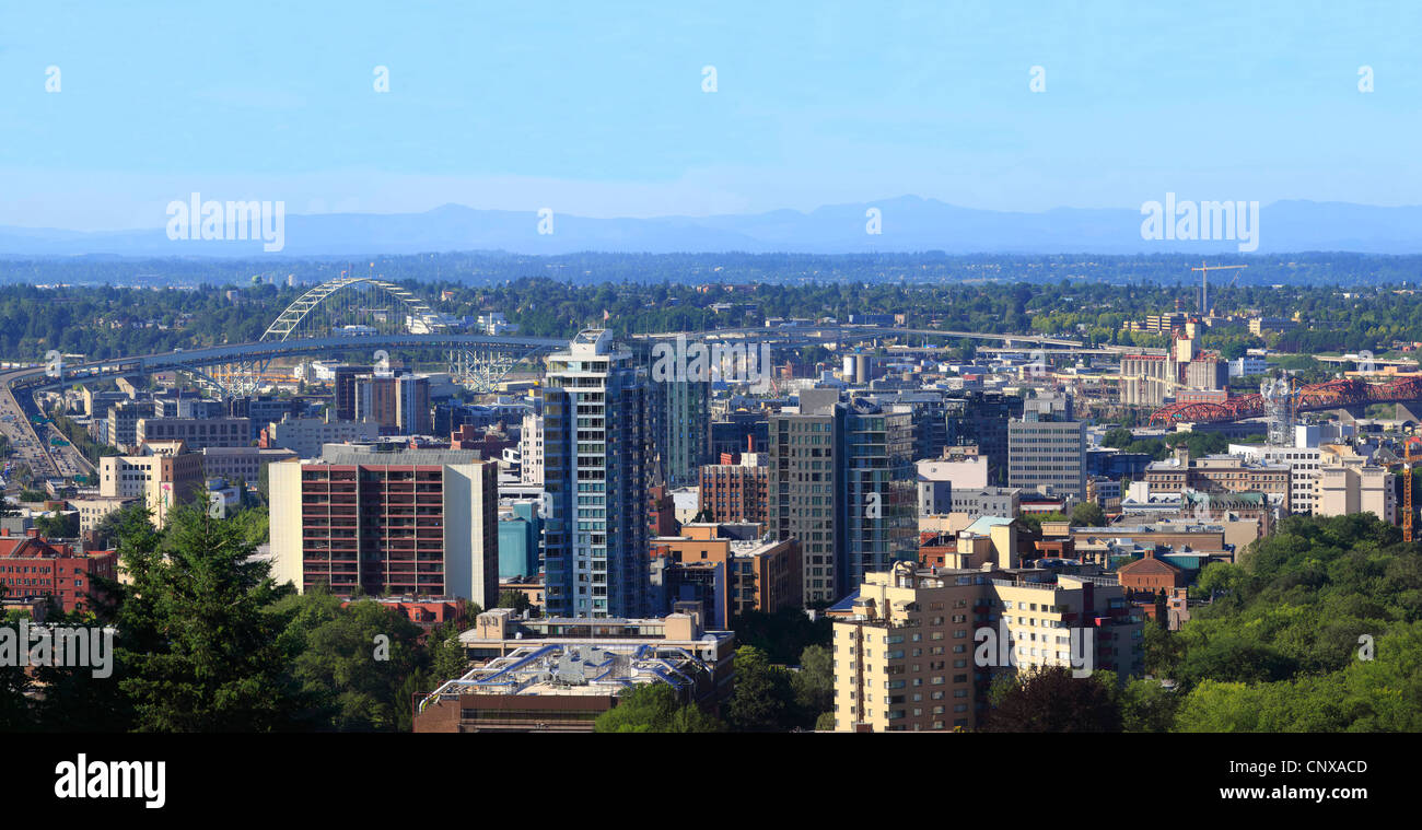 Panorama of new High rise construction near the Fremont bridge ...