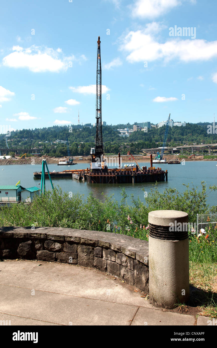Construction crane on barge construction hi-res stock photography and ...