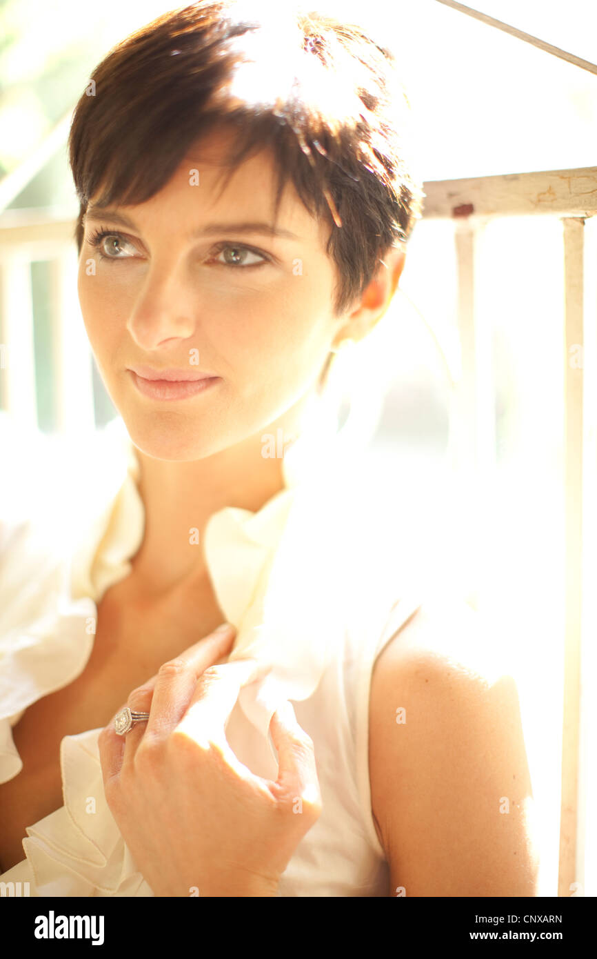 A woman feeling romantic after getting engaged Stock Photo - Alamy