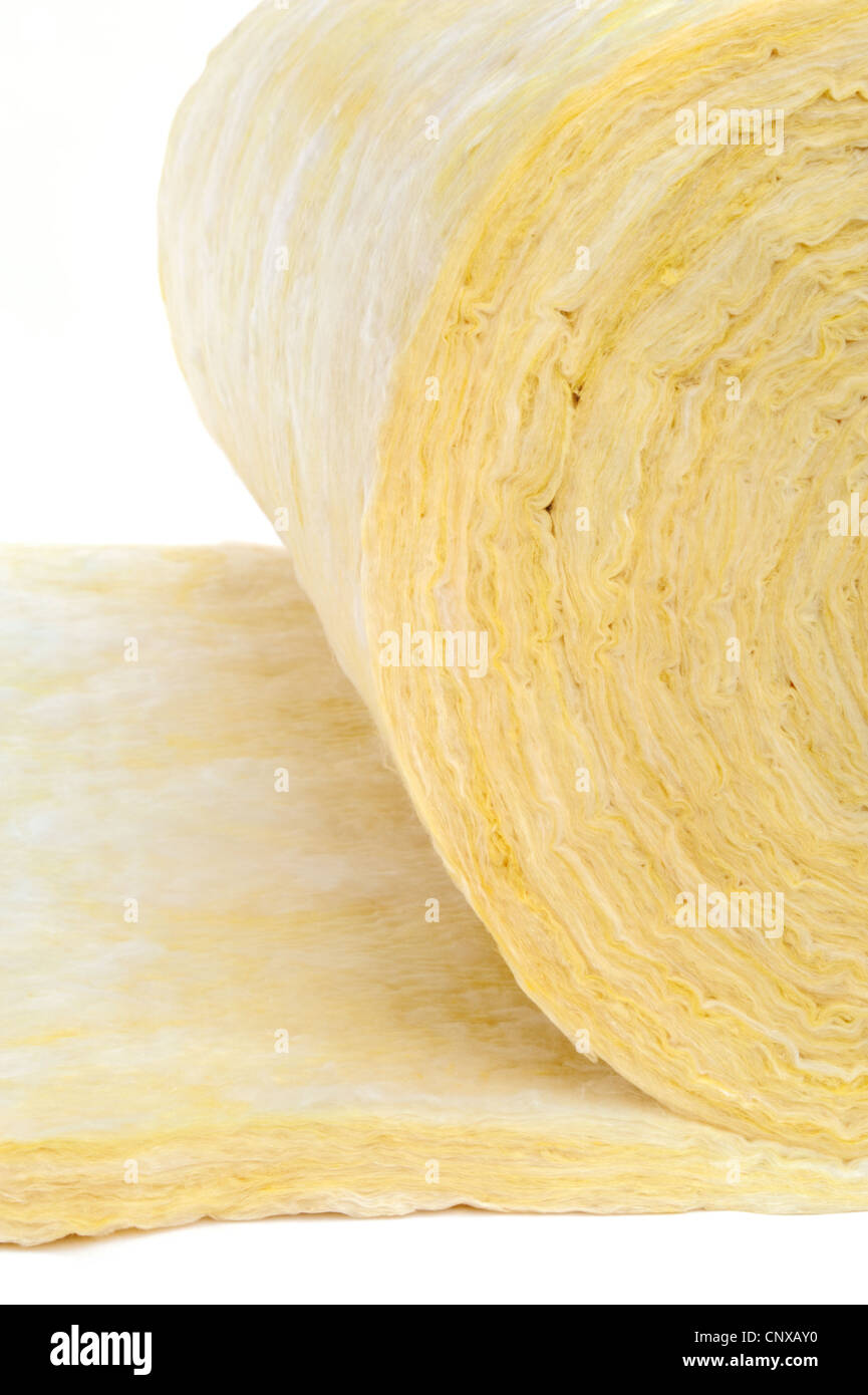 Roll of fiberglass insulation material, isolated on white background ...