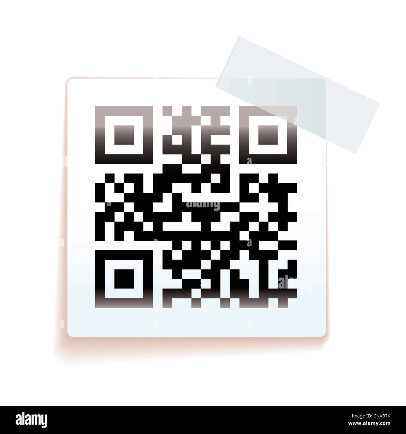 White square paper tag with sticky tape and sale QR code Stock Photo ...