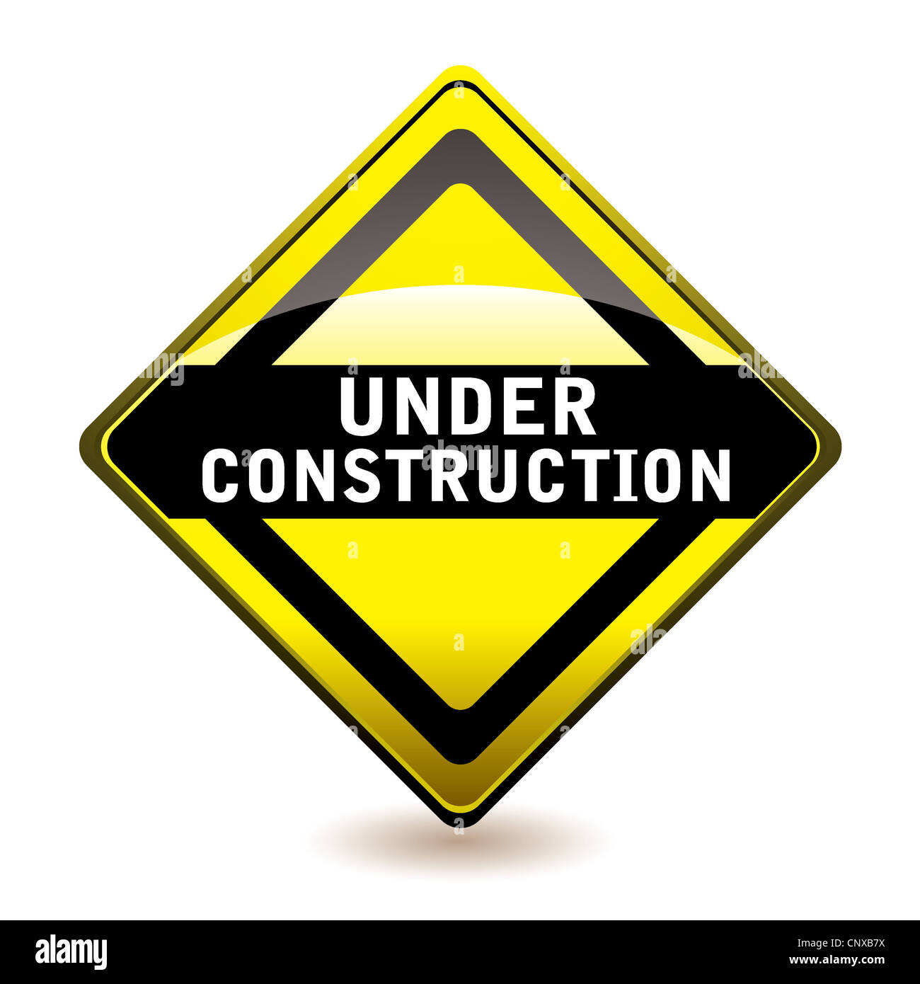 Yellow and black under construction website icon with shadow Stock ...
