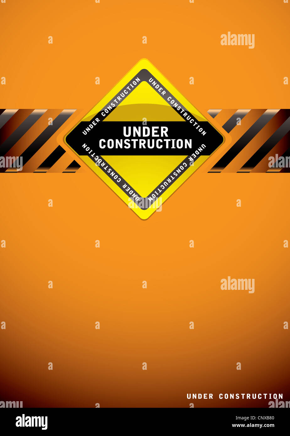 Orange background template for a website construction page Stock Photo ...