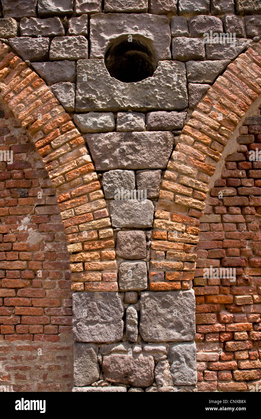 Brick and stone arches on the arsenal of Fort Shirley in the Cabrits ...
