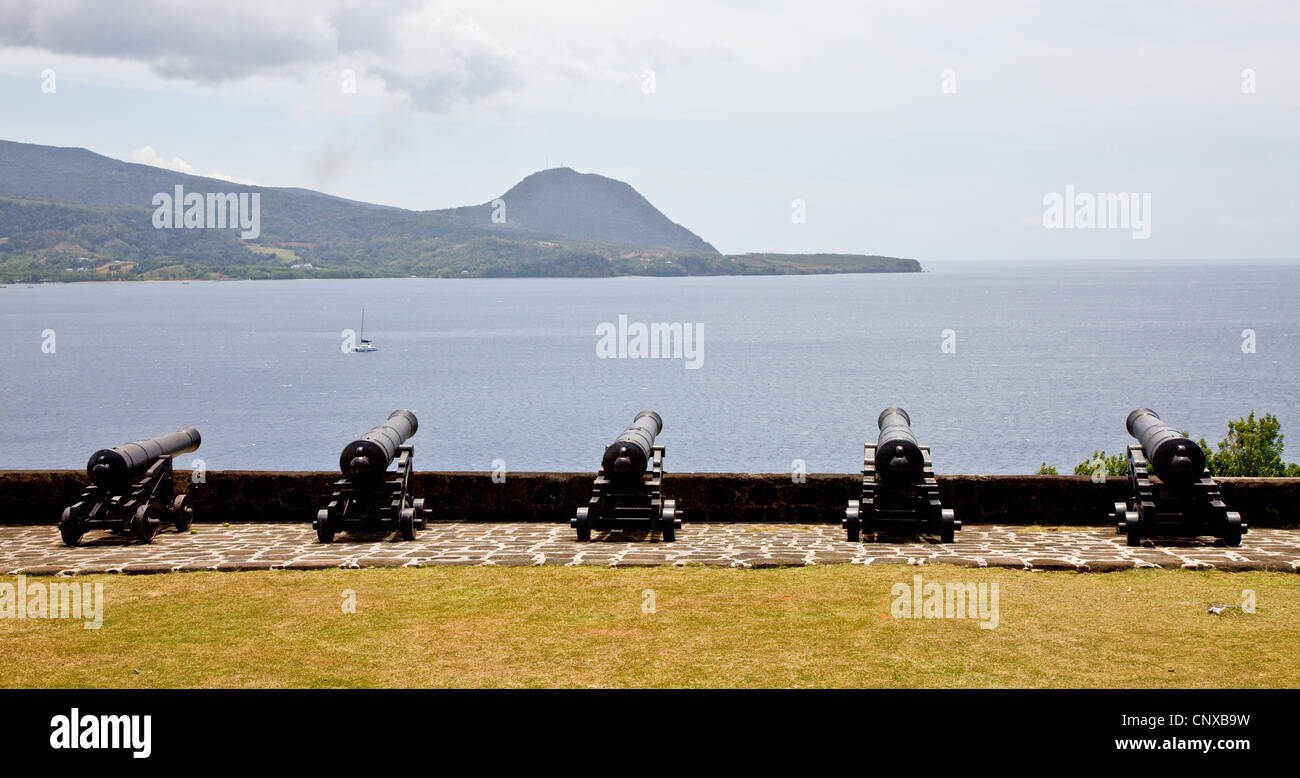 Canon battery of Fort Shirley in Dominica on the Cabrits peninsula ...