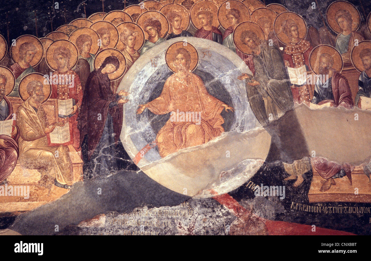 Last judgment christ enthroned receives the souls hi-res stock ...