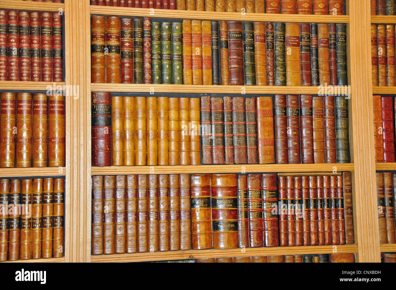 Antique books in library of Cavendish Hotel, Grand Parade, Eastbourne ...