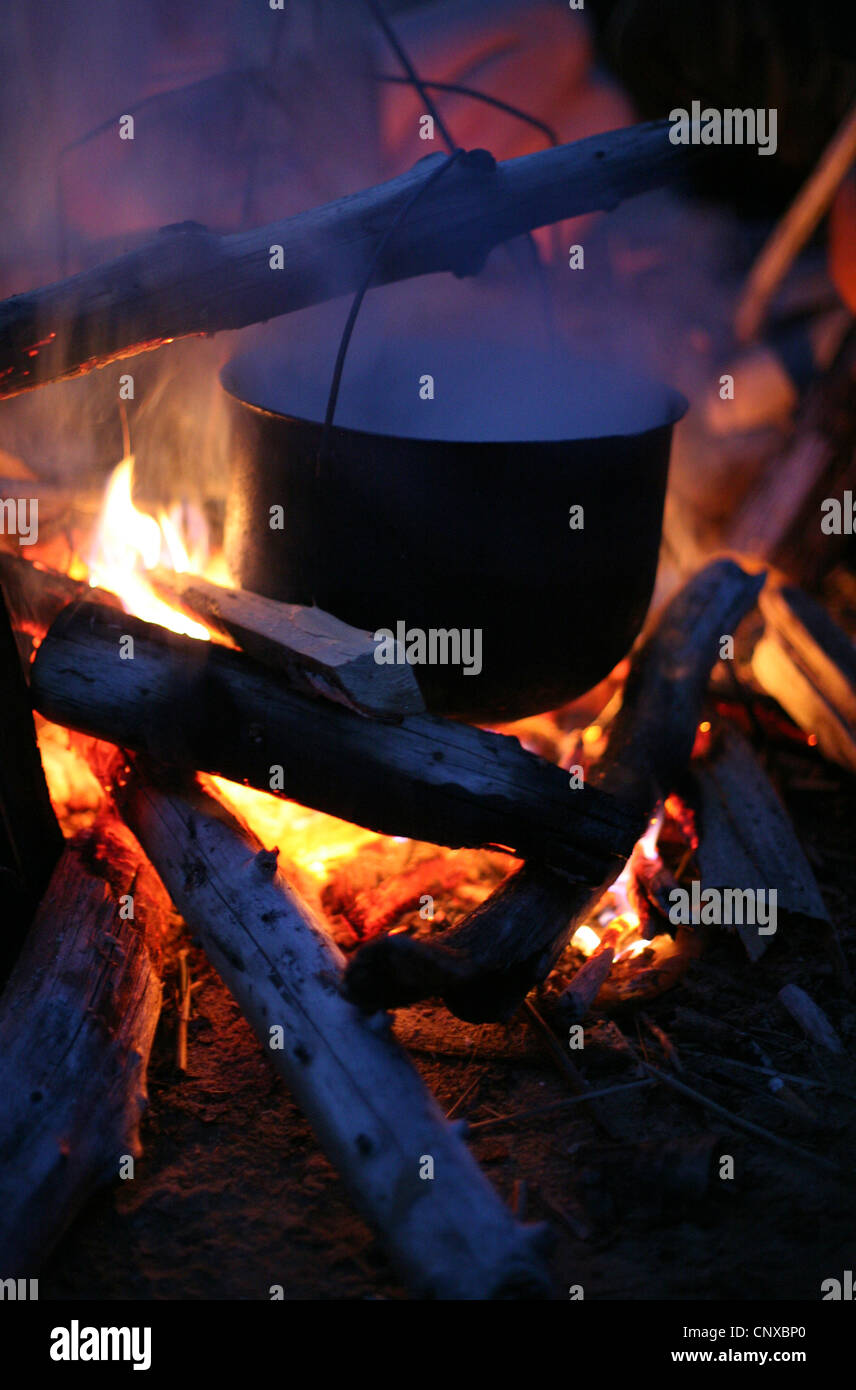 Cooking on a campfire on Onega Lake, Karelia, Russia Stock Photo - Alamy