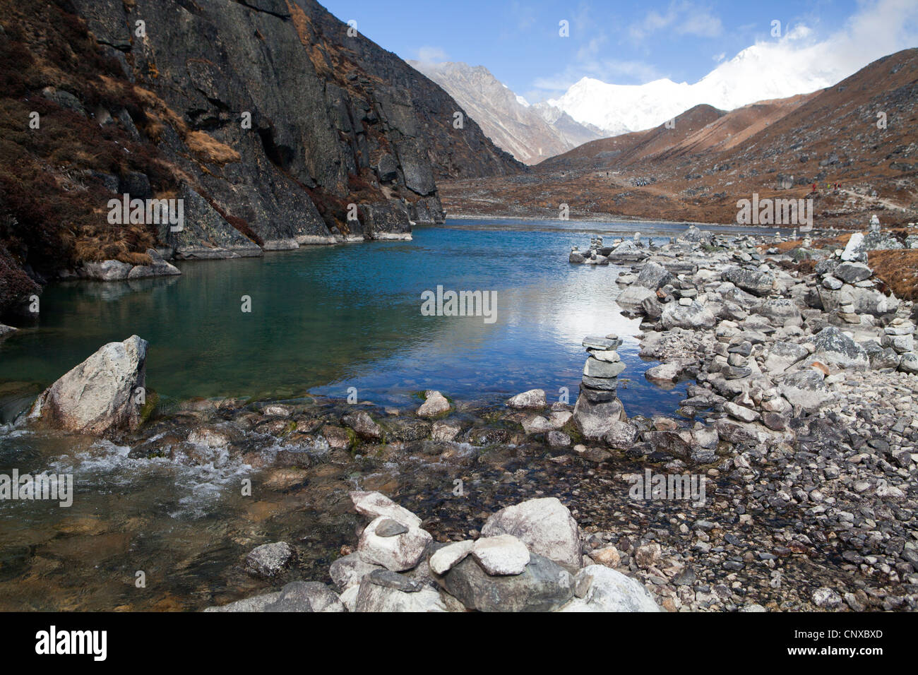 The first of the Gokyo lakes, with Gokyo Ri and Cho Oyu in the distance ...