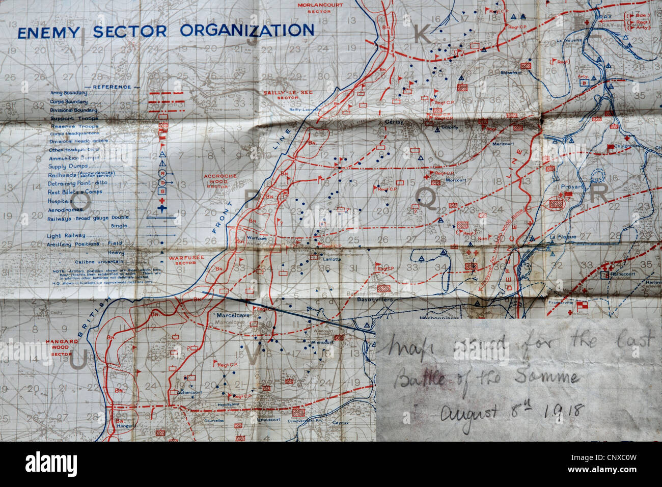 Great War map of western front in France, issued August 8th 1918 Stock ...