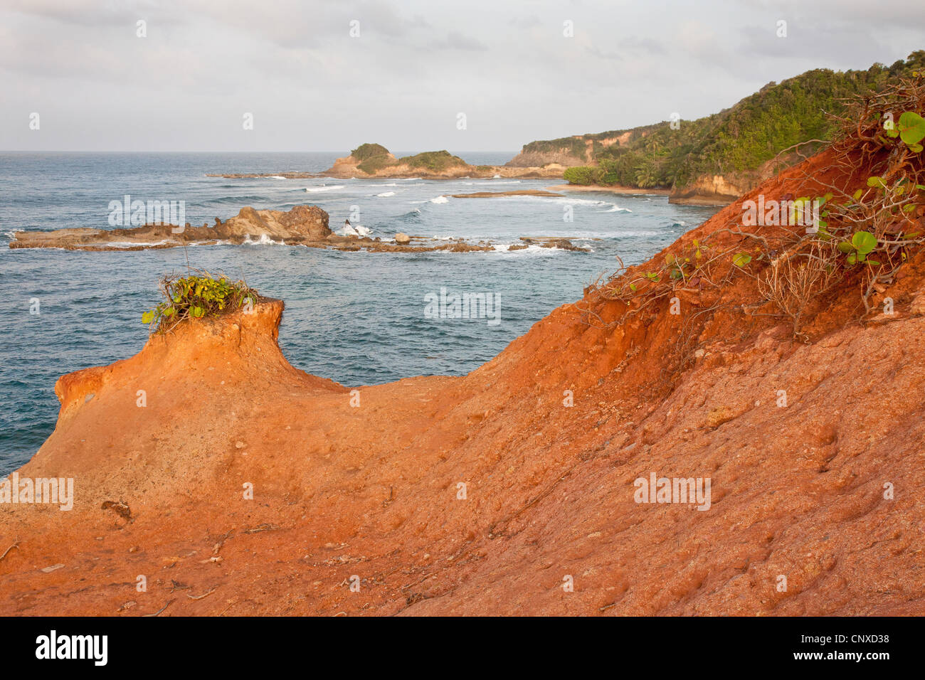 Red Rocks at Pointe Baptiste Dominica at sunset Stock Photo - Alamy