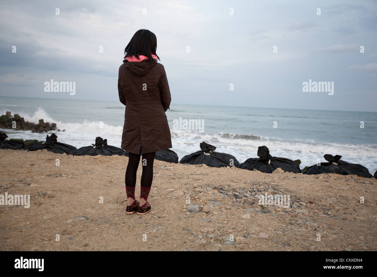 The tsunami-hit zone of Minami-Soma town, in Tohoku, Japan. Minami-Soma ...