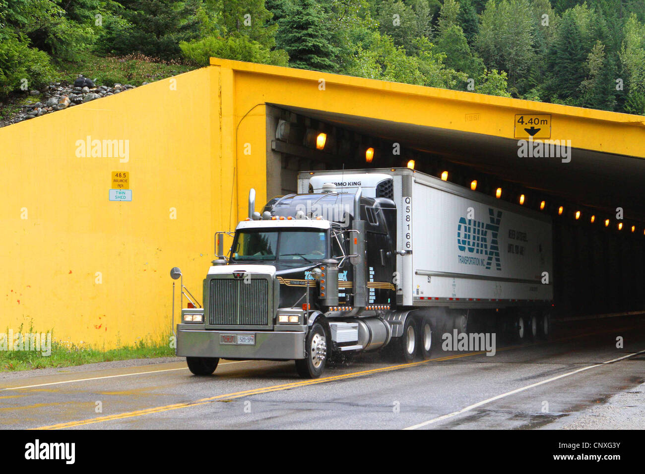 Snow sheds in British Columbia on the Trans Canada Highway Stock Photo ...