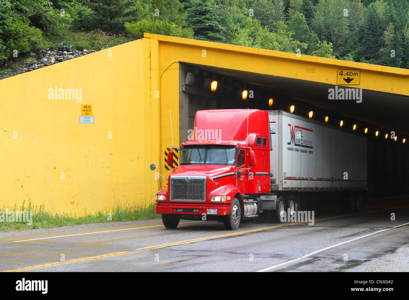 Snow sheds in British Columbia on the Trans Canada Highway Stock Photo ...