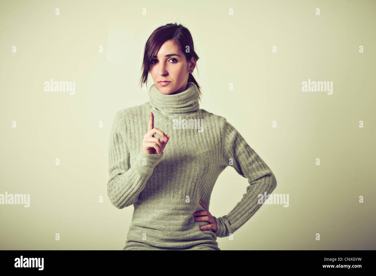 Hand raised index finger hi-res stock photography and images - Alamy