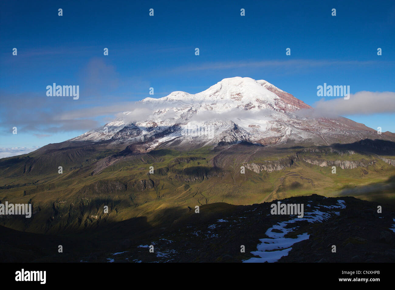 Chimborazo vulcano, highest mountain of Ecuador, Ecuador, Andes Stock ...