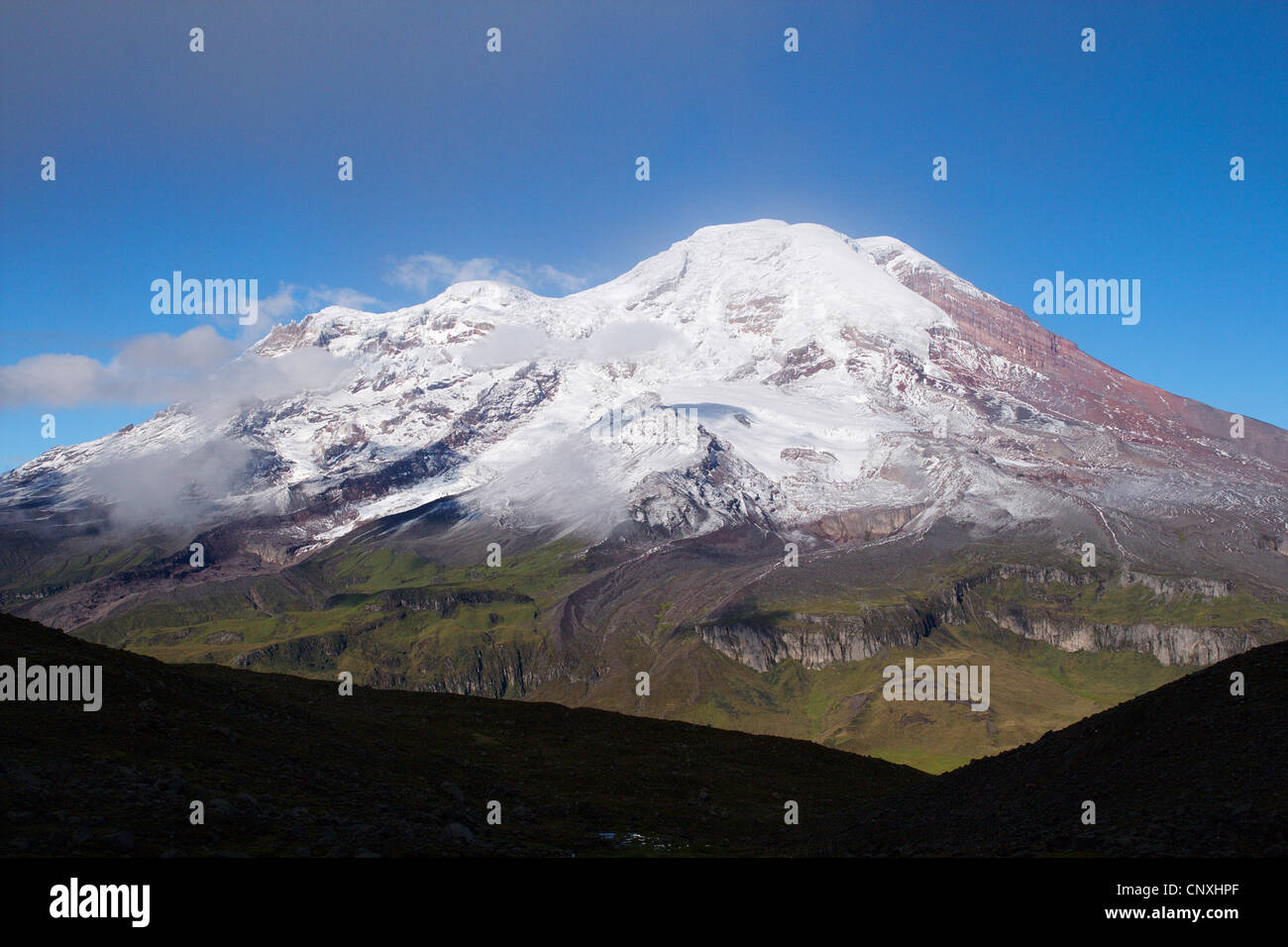 Chimborazo vulcano, highest mountain of Ecuador, Ecuador, Andes Stock ...