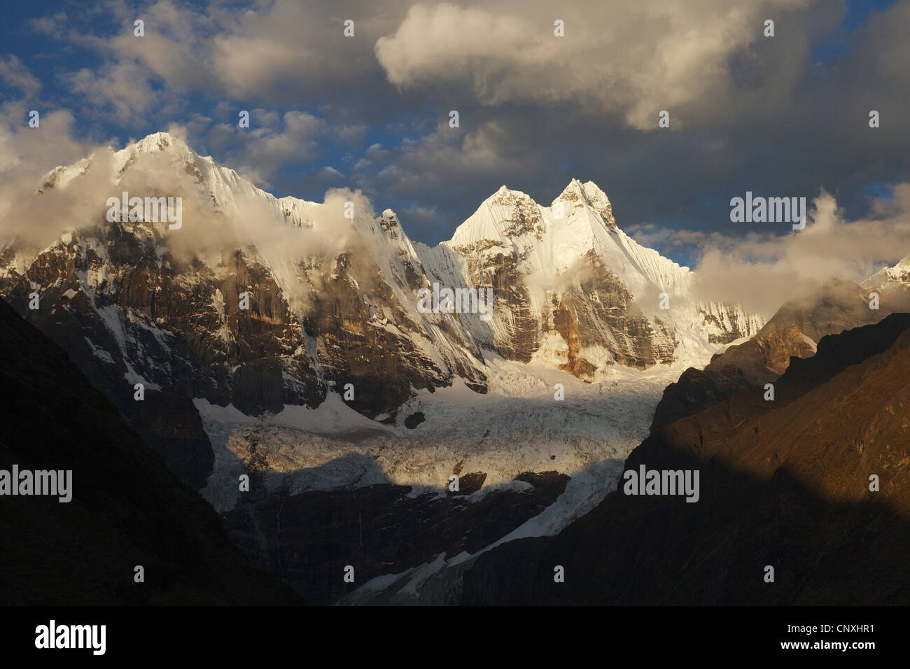 mountains Nevado Rondoy (5771 m) and Nevado Jirishanca (6094 m), Peru ...