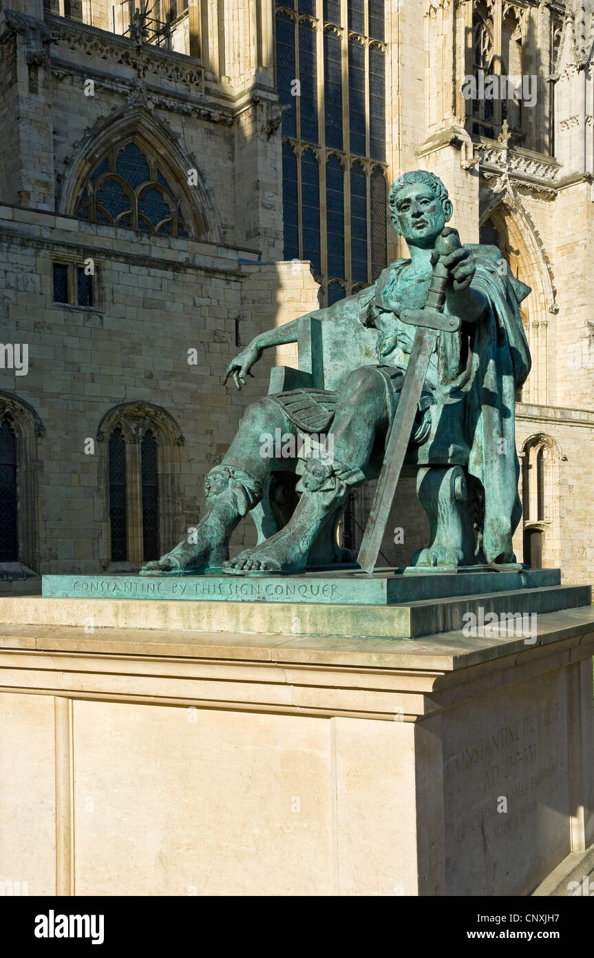 Bronze statue of Constantine the Great outside the Minster York North ...