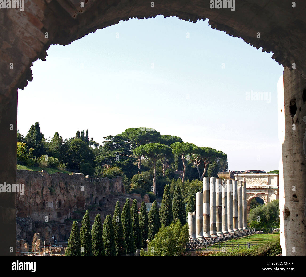 The Roman Forum through arch of Coliseum,Rome Stock Photo - Alamy